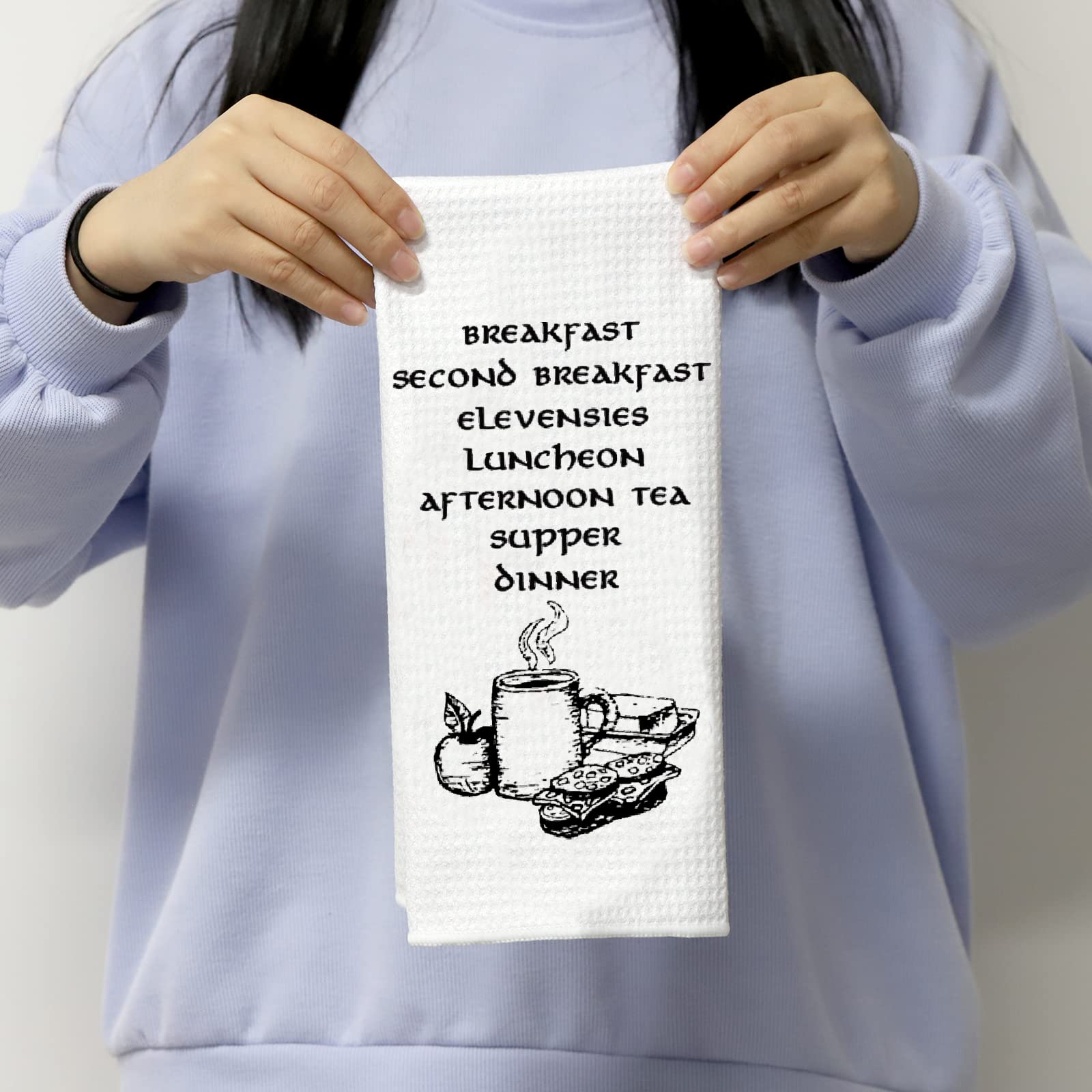 POFULL Second Breakfast Gift Funny Movie Inspired Kitchen Towel Home Decor Hostess Gift (Breakfast Towel)