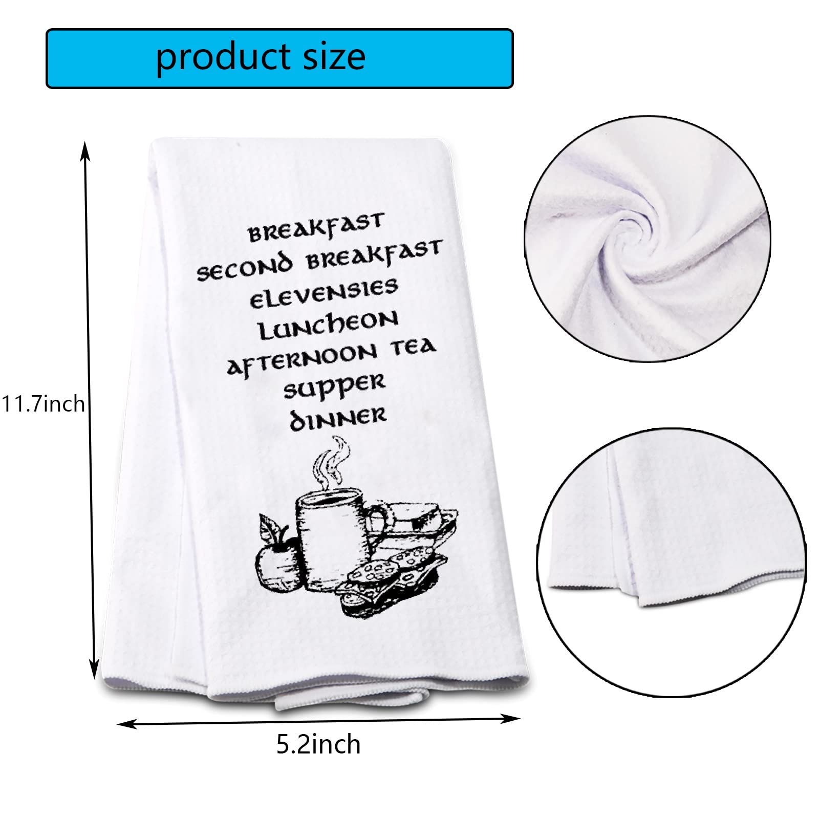 POFULL Second Breakfast Gift Funny Movie Inspired Kitchen Towel Home Decor Hostess Gift (Breakfast Towel)