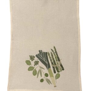 Fancy Flour Sack Kitchen Towels Set of 3 Premium Quality, Highly Absorbent, Vegetable Print White