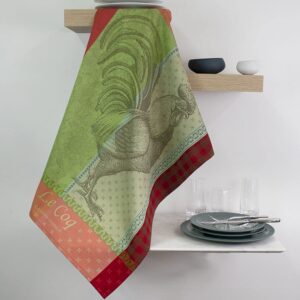 garnier thiebaut, le coq vert french jacquard kitchen/tea towel, 100 percent cotton