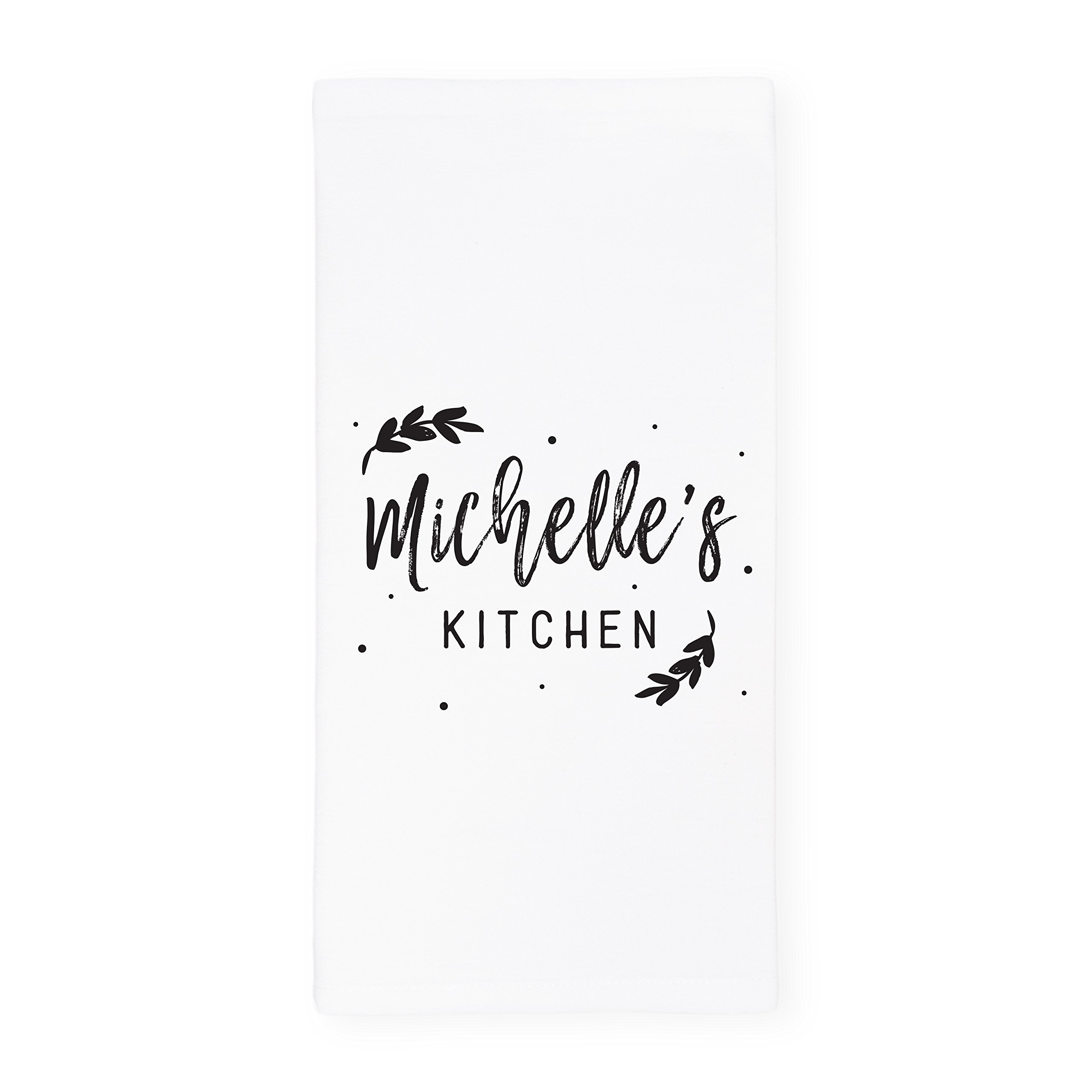 The Cotton & Canvas Co. Personalized Name Soft and Absorbent Kitchen Tea Towel, Flour Sack Towel and Dish Cloth