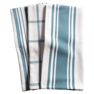 kaf home centerband/basketweave/windowpane kitchen towels, set of 3, teal