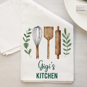 DiandDesignGift Gigi's Kitchen Towel - Tea Towel Kitchen Decor - Gigi's Kitchen Soft and Absorbent Kitchen Tea Towel - Decorations House Towel - Kitchen Dish Towel Gigi's Birthday Gift