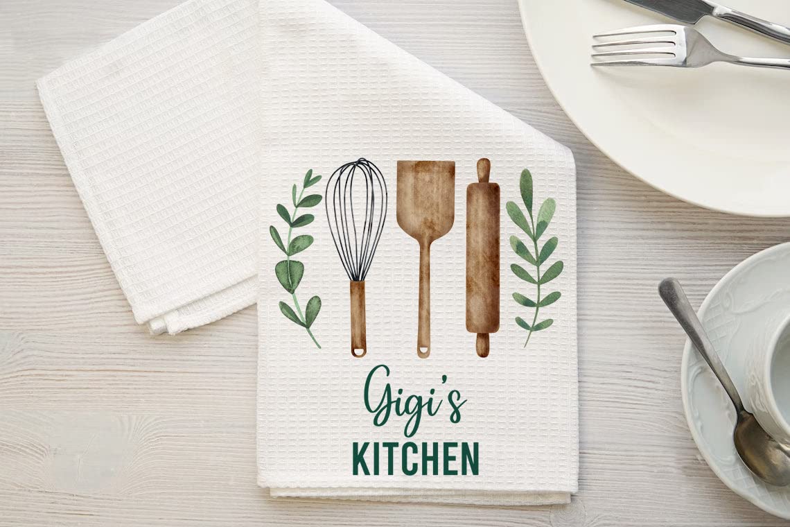 DiandDesignGift Gigi's Kitchen Towel - Tea Towel Kitchen Decor - Gigi's Kitchen Soft and Absorbent Kitchen Tea Towel - Decorations House Towel - Kitchen Dish Towel Gigi's Birthday Gift