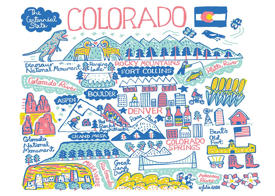 Allport Editions Statescapes Colorado Kitchen Towel - 100Percent Cotton Kitchen Dish Towel ,(T2954)