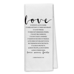 dibor christian kitchen towels dish towels dishcloth,bible verse scripture corinthians 13:4-8 decorative absorbent drying cloth hand towels tea towels for bathroom kitchen,christian girls women gifts