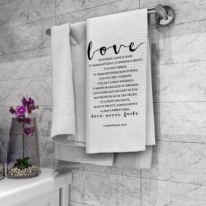 Dibor Christian Kitchen Towels Dish Towels Dishcloth,Bible Verse Scripture Corinthians 13:4-8 Decorative Absorbent Drying Cloth Hand Towels Tea Towels for Bathroom Kitchen,Christian Girls Women Gifts