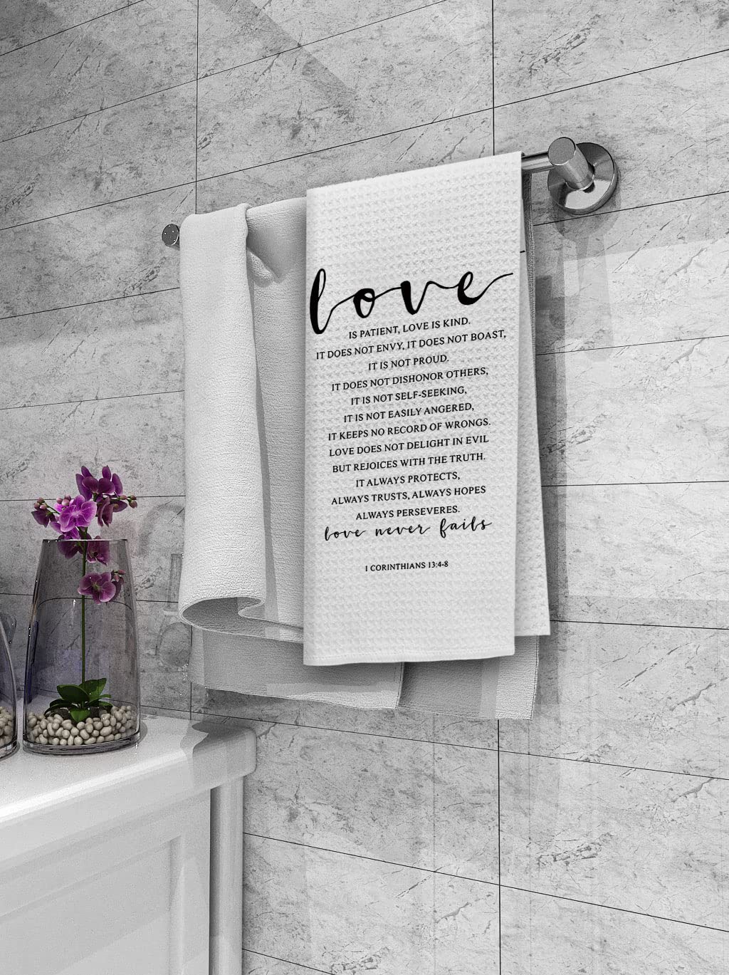 Dibor Christian Kitchen Towels Dish Towels Dishcloth,Bible Verse Scripture Corinthians 13:4-8 Decorative Absorbent Drying Cloth Hand Towels Tea Towels for Bathroom Kitchen,Christian Girls Women Gifts