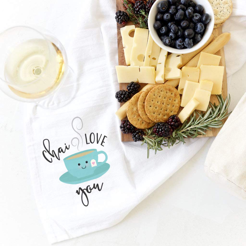 The Cotton & Canvas Co. Chai Love You Soft and Absorbent Kitchen Tea Towel, Flour Sack Towel and Dish Cloth