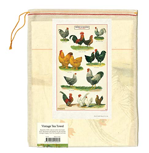 Cavallini Papers & Co. Chickens Tea Towel, Multicolor