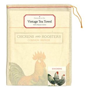 Cavallini Papers & Co. Chickens Tea Towel, Multicolor