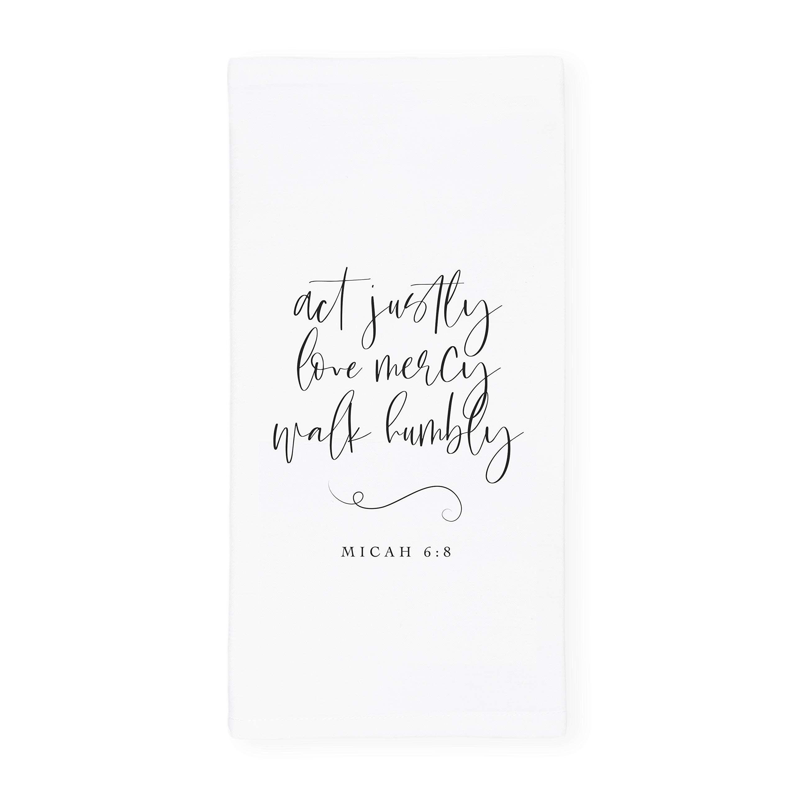 The Cotton & Canvas Co. Act Justly Love Mercy Walk Humbly, Micah 6:8 Scripture, Bible, Religious, Soft and Absorbent Tea Towel, Flour Sack Towel and Dish Cloth