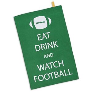 DII Football Decorations for Home & Kitchen Game Day Party Décor, Dishtowel Set, 18x28, Eat Drink Watch, 3 Piece