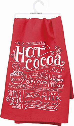 Primitives by Kathy Christmas Chalk Art Kitchen Towel, Hot Cocoa , 28.00" x 28.00"