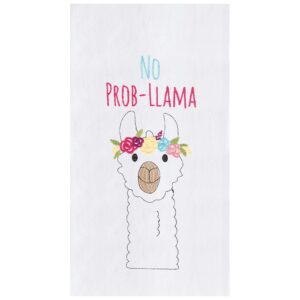 cff prob-llama embroidered flour sack kitchen towel decor decoration 18" x 27" multicolor