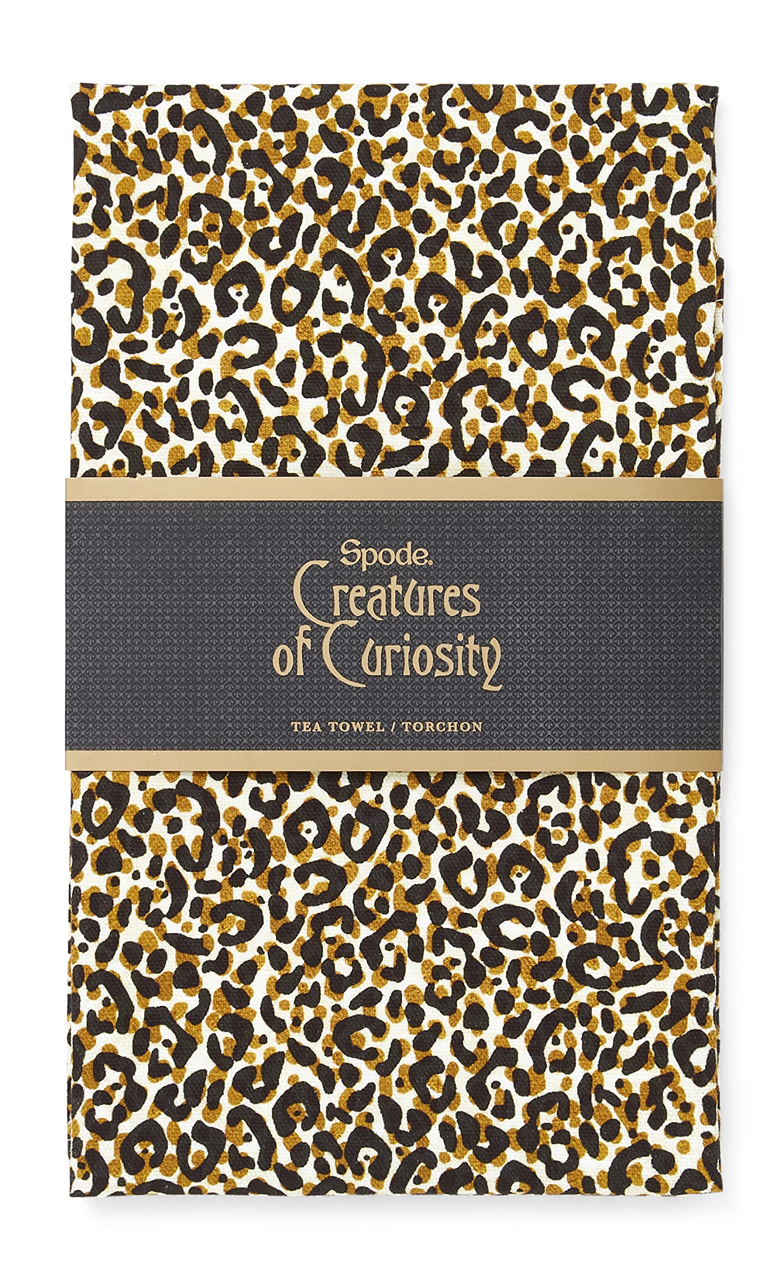 Spode Creatures of Curiosity Leopard Tea Towel | Cotton Dish Towel | Highly Absorbent | Quick Drying | Multi-Purpose Absorbent Kitchen Towel | Leopard Print (1 Pack)