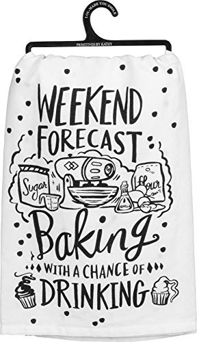 Primitives by Kathy 38012 LOL Made You Smile Dish Towel, 28 x 28-Inches, Weekend Forecast