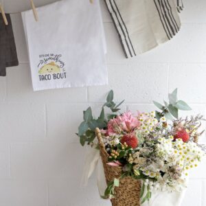 The Cotton & Canvas Co. Let's Give Em Something to Taco 'Bout Soft and Absorbent Kitchen Tea Towel, Flour Sack Towel and Dish Cloth