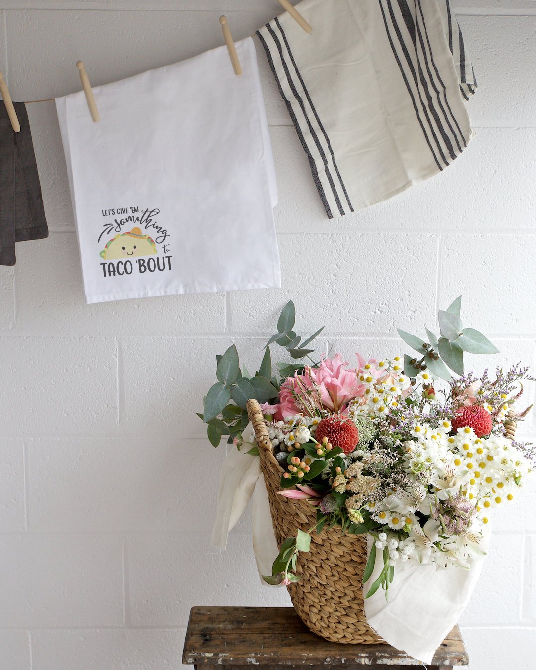 The Cotton & Canvas Co. Let's Give Em Something to Taco 'Bout Soft and Absorbent Kitchen Tea Towel, Flour Sack Towel and Dish Cloth