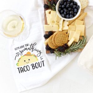 The Cotton & Canvas Co. Let's Give Em Something to Taco 'Bout Soft and Absorbent Kitchen Tea Towel, Flour Sack Towel and Dish Cloth