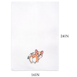 QODUNG Cute Smiling Corgi Soft Absorbent Hand Bathroom Towel 16x24 Inch,Funny Dog Decorative Absorbent Drying Cloth Hand Towels Tea Towels for Bathroom Kitchen,Dog Lovers Girls Gifts,Corgi Mom Gifts