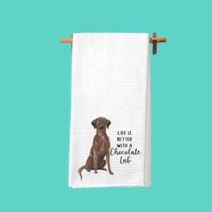 Watercolor Life is Better with a Chocolate Lab Labrador Microfiber Kitchen Tea Bar Towel Gift for Animal Dog Lover