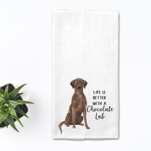 Watercolor Life is Better with a Chocolate Lab Labrador Microfiber Kitchen Tea Bar Towel Gift for Animal Dog Lover