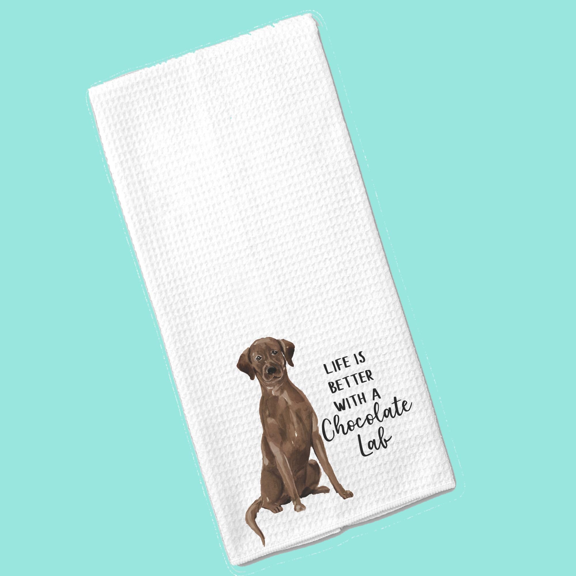 Watercolor Life is Better with a Chocolate Lab Labrador Microfiber Kitchen Tea Bar Towel Gift for Animal Dog Lover