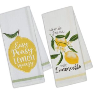 DII Set of 2 Lemon Themed Dishtowels with Petite Stripe