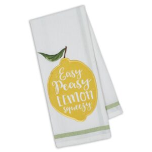 DII Set of 2 Lemon Themed Dishtowels with Petite Stripe