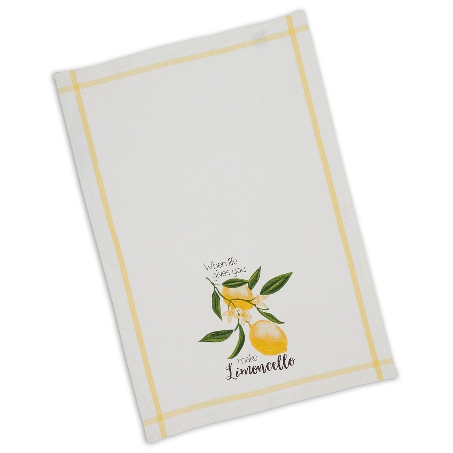 DII Set of 2 Lemon Themed Dishtowels with Petite Stripe