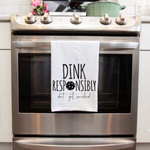 Funny Kitchen Towel - Pickleball Dink Responsibly Don't Get Smashed Dish Cloth Gift for Him or Her - Pickle Ball - Retirement - Christmas - Mothers Day - Fathers Day - Birthday (Dink Responsibly)