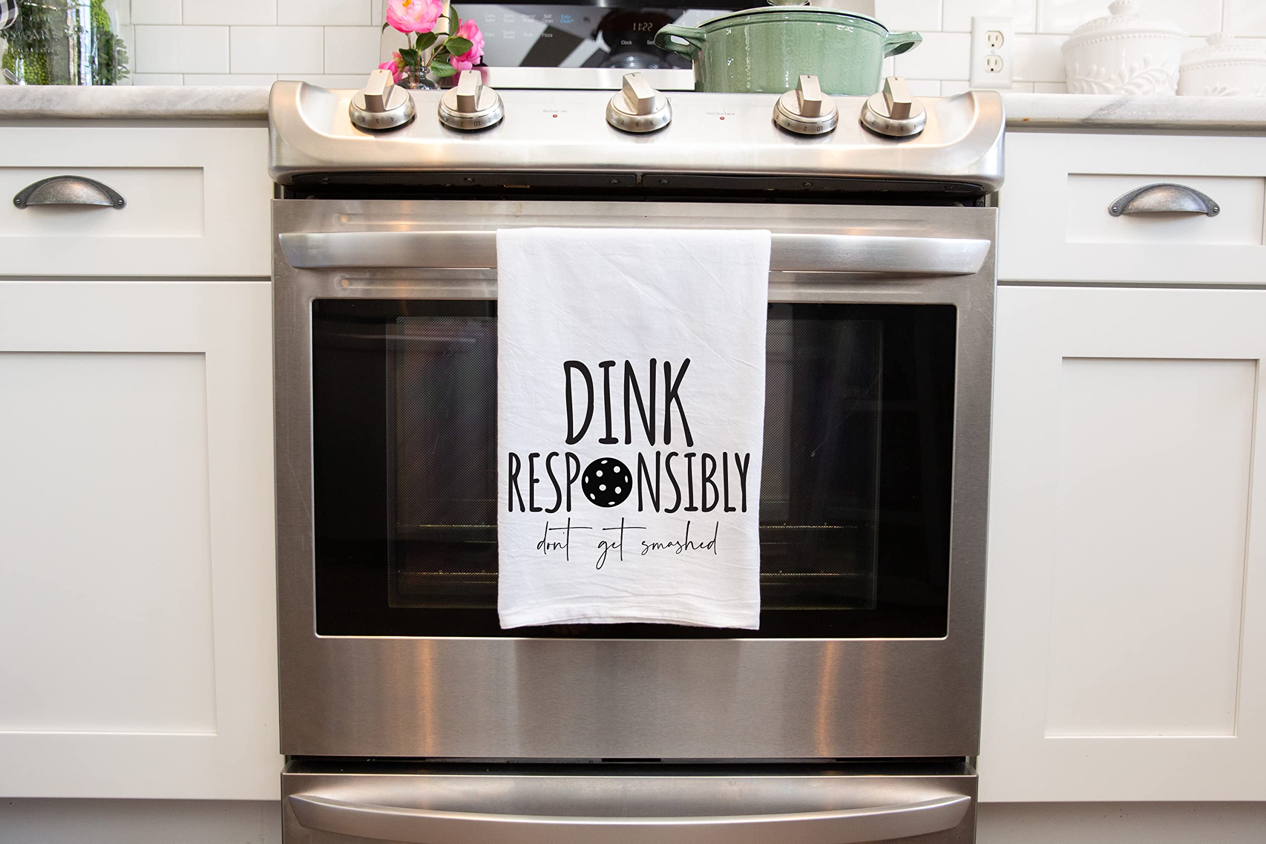 Funny Kitchen Towel - Pickleball Dink Responsibly Don't Get Smashed Dish Cloth Gift for Him or Her - Pickle Ball - Retirement - Christmas - Mothers Day - Fathers Day - Birthday (Dink Responsibly)