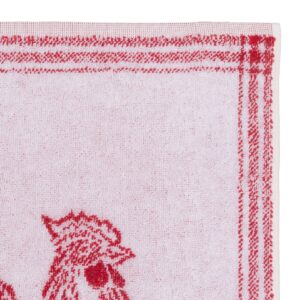 Coucke French Cotton Square Terry Towel, Coq Rouge, 20-Inches by 20-Inches, Red