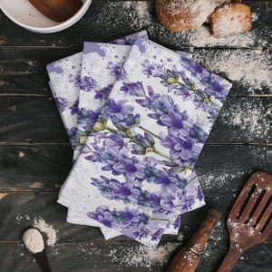 Big buy store Lavender Dragonfly Flower Kitchen Dish Towels Set of 3, Soft Lightweight Microfiber Absorbent Hand Towel Purple Plant Tea Towel for Kitchen Bathroom 18x28in