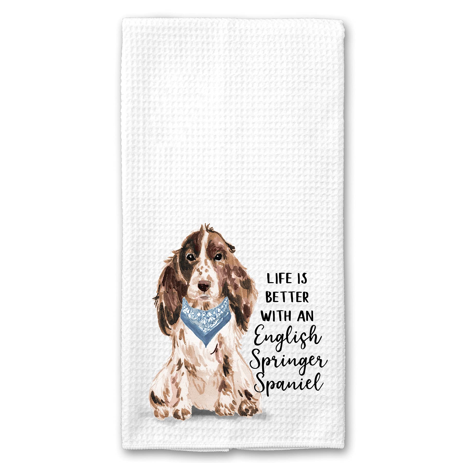 Watercolor Life is Better with an English Springer Spaniel Microfiber Kitchen Tea Bar Towel Gift for Animal Dog Lover