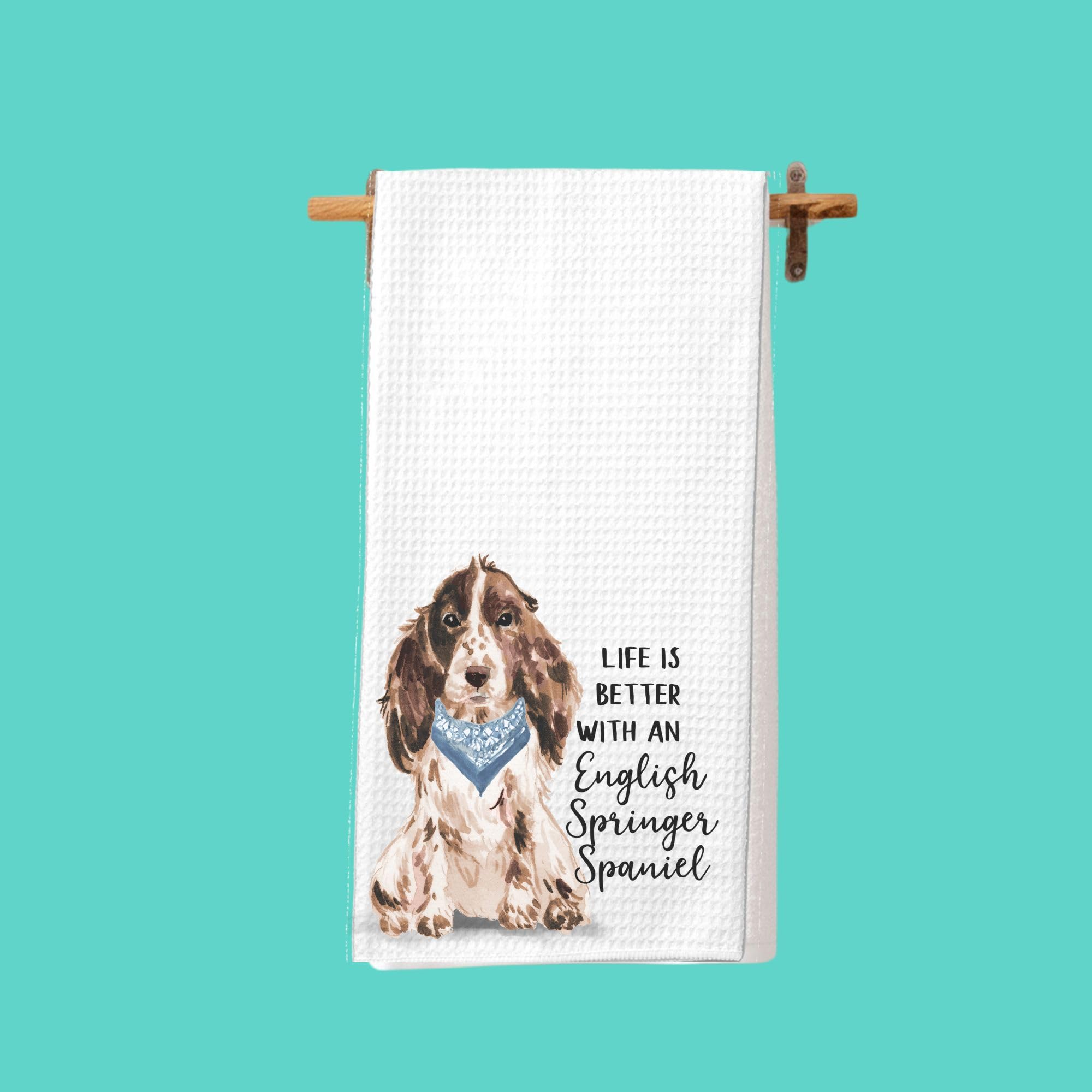 Watercolor Life is Better with an English Springer Spaniel Microfiber Kitchen Tea Bar Towel Gift for Animal Dog Lover