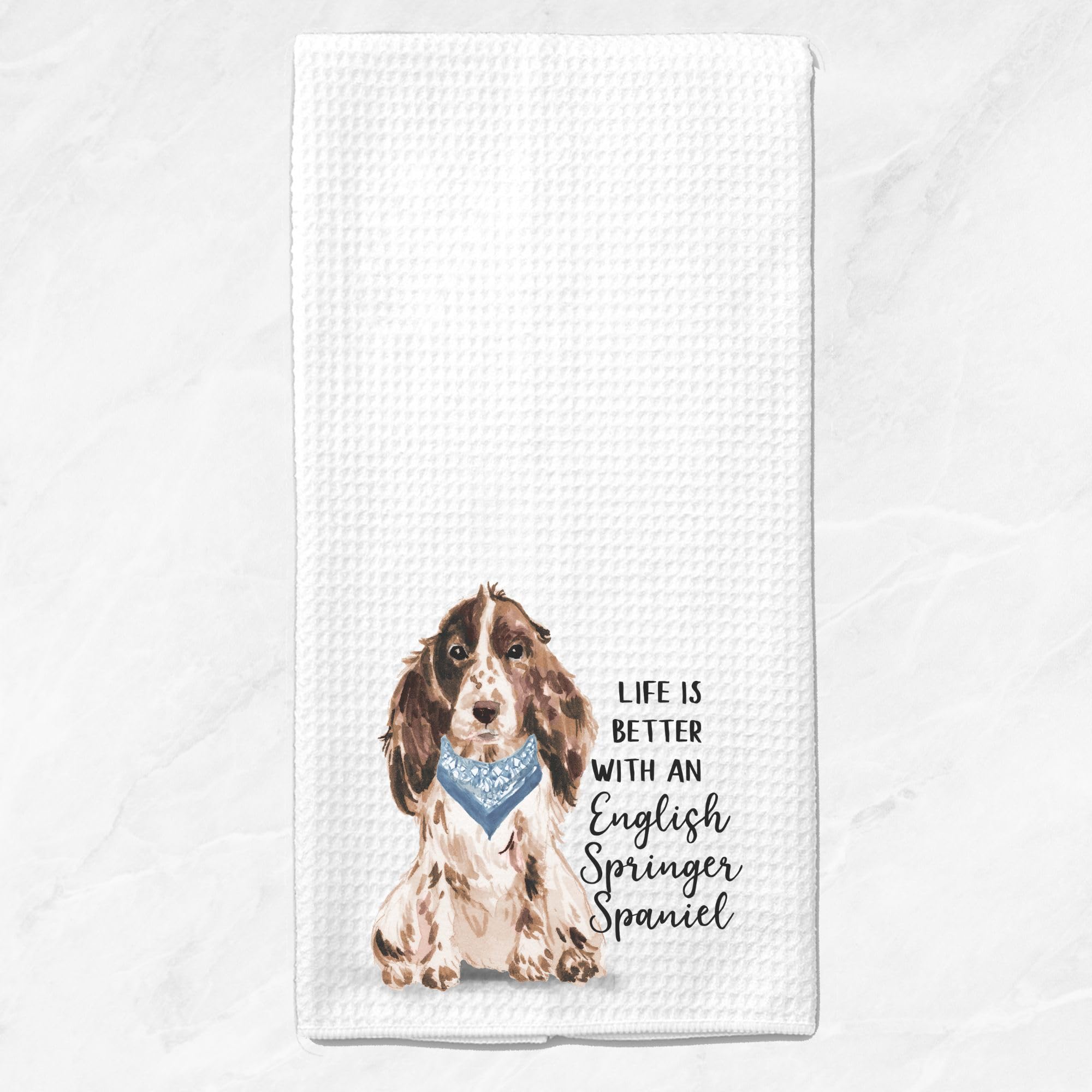 Watercolor Life is Better with an English Springer Spaniel Microfiber Kitchen Tea Bar Towel Gift for Animal Dog Lover