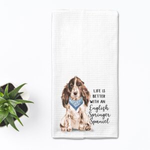 Watercolor Life is Better with an English Springer Spaniel Microfiber Kitchen Tea Bar Towel Gift for Animal Dog Lover