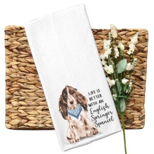 Watercolor Life is Better with an English Springer Spaniel Microfiber Kitchen Tea Bar Towel Gift for Animal Dog Lover