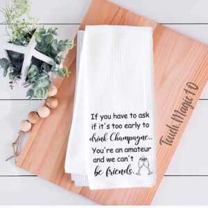 XIKAINUO Drink Champagne Waffle Cotton Kitchen Towels Hand Towel, Kitchen Restaurant Decor Towel Flour Sack Dish Towel for Woman, Man, Husband, Wife, Christmas, Valentine's Day Gifts