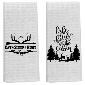 Life is Better at The Cabin Kitchen Towels Bath Towels,16 x 24 Inch Set of 24 Soft and Absorbent Camping Hand Towels Tea Towels Dish Towels Sets,Campers Camping Lovers Gifts