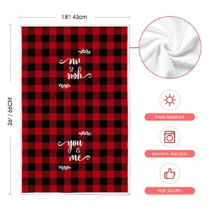 Artoid Mode Buffalo Plaid Kitchen Dish Towels, 18 x 26 Inch Seasonal Valentine's Day Anniversary Wedding Ultra Absorbent Drying Cloth Tea Towels for Cooking Baking Set of 4