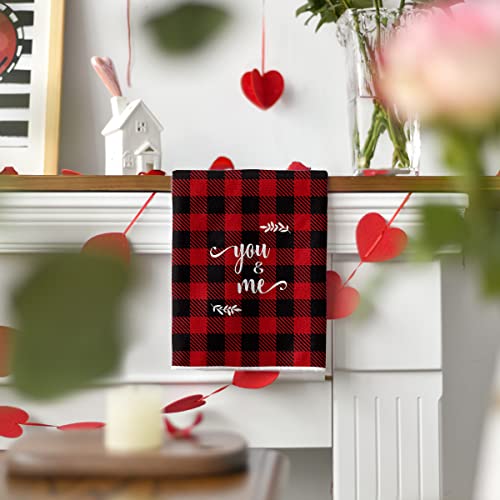 Artoid Mode Buffalo Plaid Kitchen Dish Towels, 18 x 26 Inch Seasonal Valentine's Day Anniversary Wedding Ultra Absorbent Drying Cloth Tea Towels for Cooking Baking Set of 4