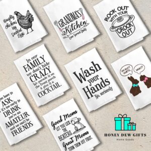 Honey Dew Gifts, Grandkids Make Life More Grand, Cotton Flour Sack Dish Towels, 27 x 27 Inch, Made in USA, Grandma Kitchen Towel, Granny Gigi Nana Kitchen Gifts, Grandparents Day Gift