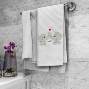 Dibor Elephants Boop Love Kiss Heart Kitchen Towels Dish Towels Dishcloth,Wild Animal Shark Decorative Absorbent Drying Cloth Hand Towels Tea Towels for Bathroom Kitchen,Wife Girlfriend Gifts