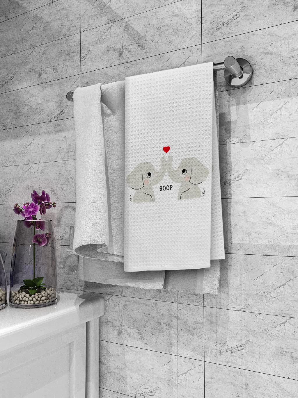 Dibor Elephants Boop Love Kiss Heart Kitchen Towels Dish Towels Dishcloth,Wild Animal Shark Decorative Absorbent Drying Cloth Hand Towels Tea Towels for Bathroom Kitchen,Wife Girlfriend Gifts