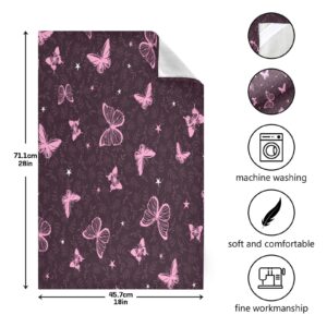 Kigai Pink Butterfly Kitchen Towels Set of 4, Ultra Soft Absorbent Dish Towels Bathroom Hand Towels Reusable Cleaning Cloths Tea Towels 28 x 18 Inch