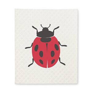 Abbott Collection 1284-ASD/BUG 01 1284-ASD/BUG 01 Swedish Dish Cloth (2 Pack), White/Black/Red, 5" x 8"