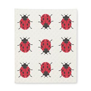 Abbott Collection 1284-ASD/BUG 01 1284-ASD/BUG 01 Swedish Dish Cloth (2 Pack), White/Black/Red, 5" x 8"